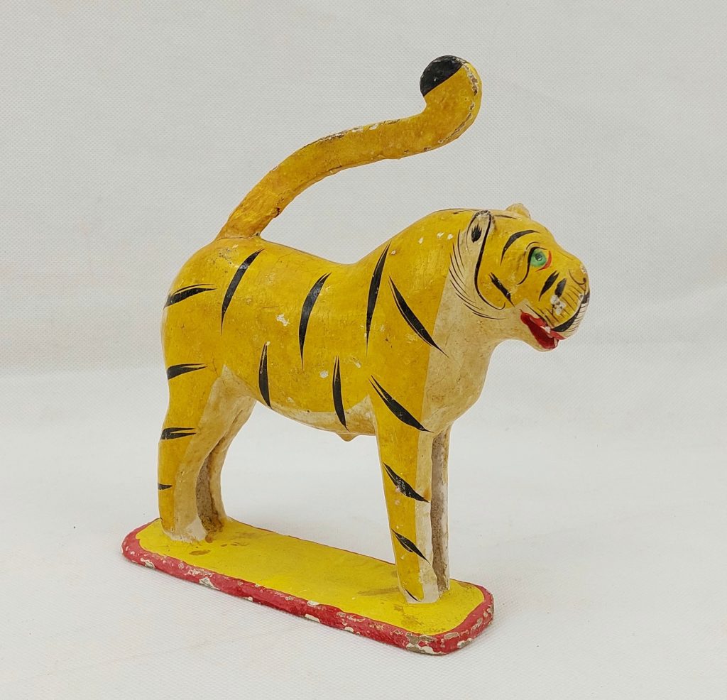 Circa 1900 Indian Polychrome Painted Wooden Carved Tiger - Gibraltar ...