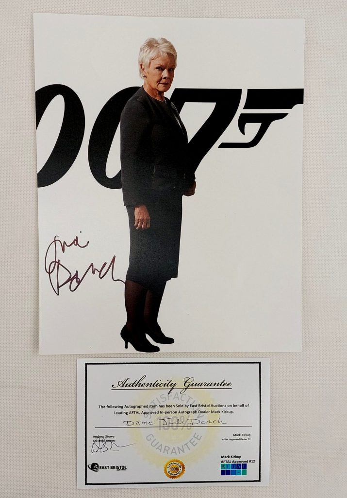 Autographed Photograph of Dame Judi Dench, James Bond 007 - Gibraltar ...