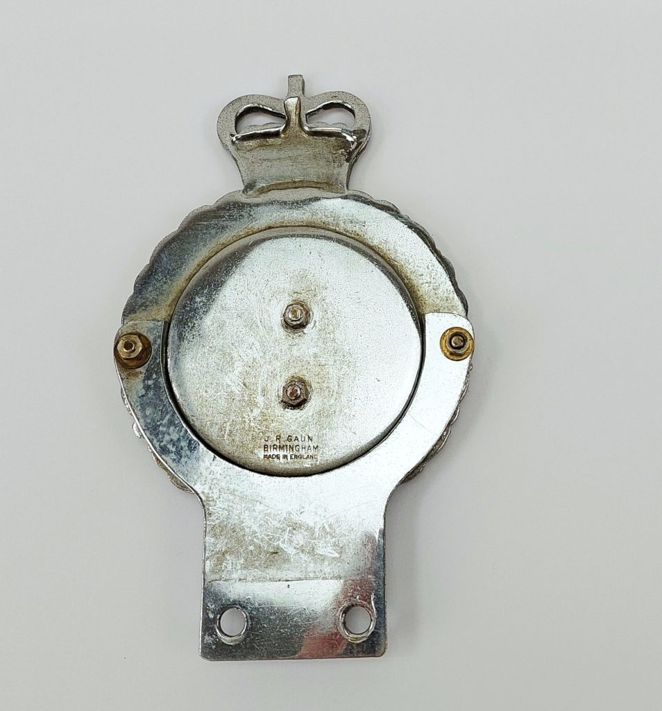 Queens Crown Enamelled Royal Observer Corp Car Radiator Badge By Gaunt ...