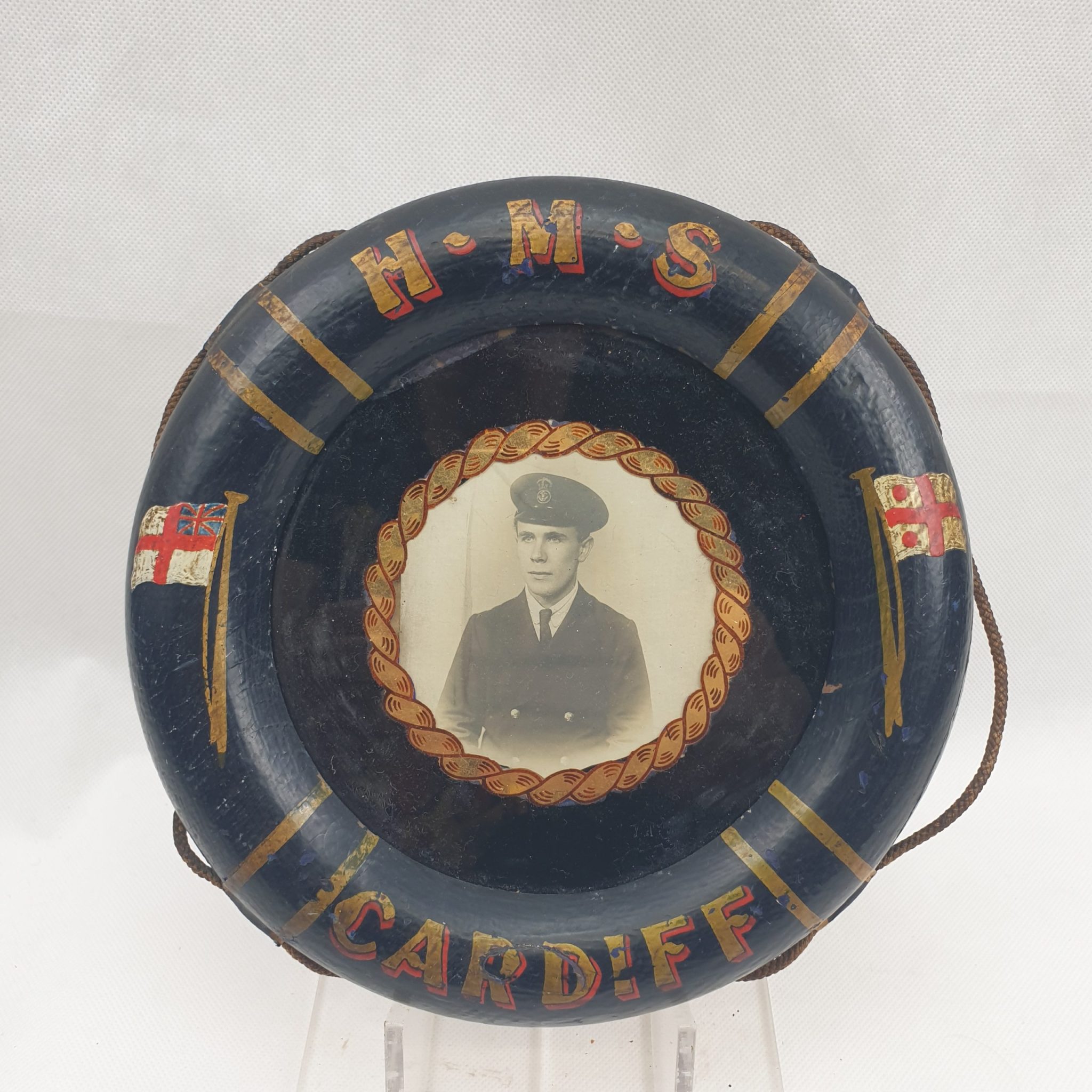 WW1 C Class Light Cruiser HMS Cardiff Life Ring With Sailor Photograph ...