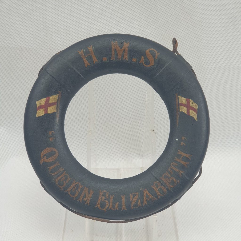 WW1 HMS Queen Elizabeth Battleship Souvenir Life Ring Photograph Frame - Gibraltar Maritime ...
