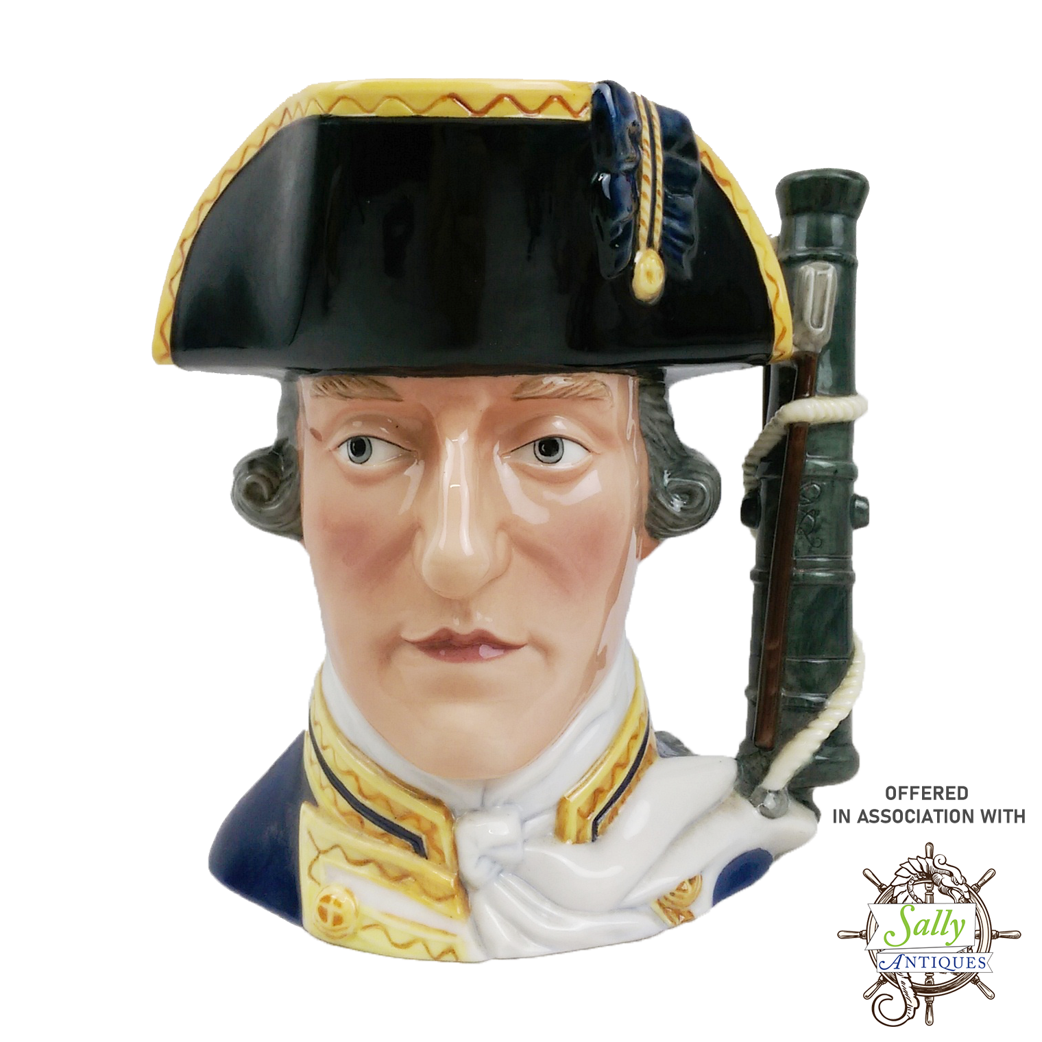 Admiral Lord Hood Large Porcelain Character Jug – Franklin Mint ...