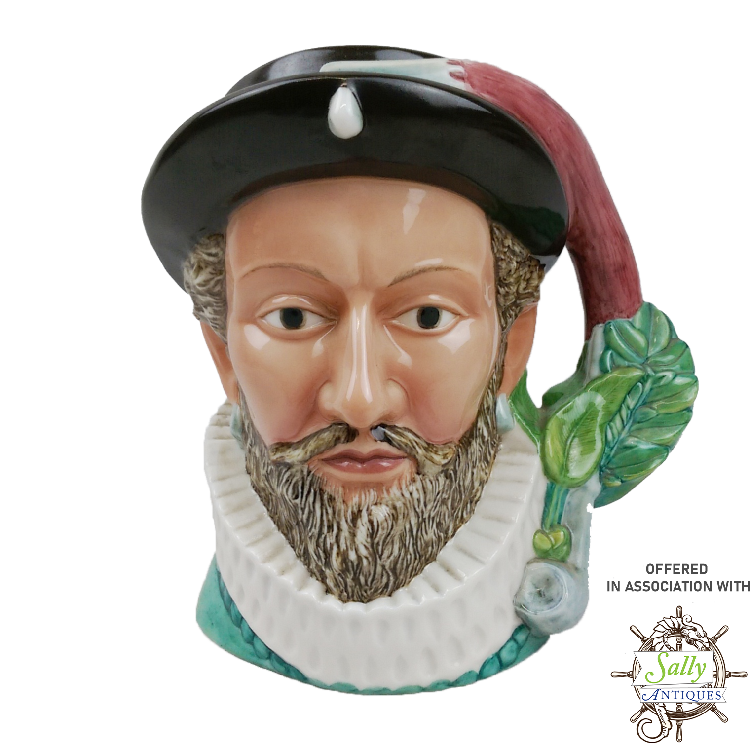 Sir Walter Raleigh Large Porcelain Character Jug – Franklin Mint ...
