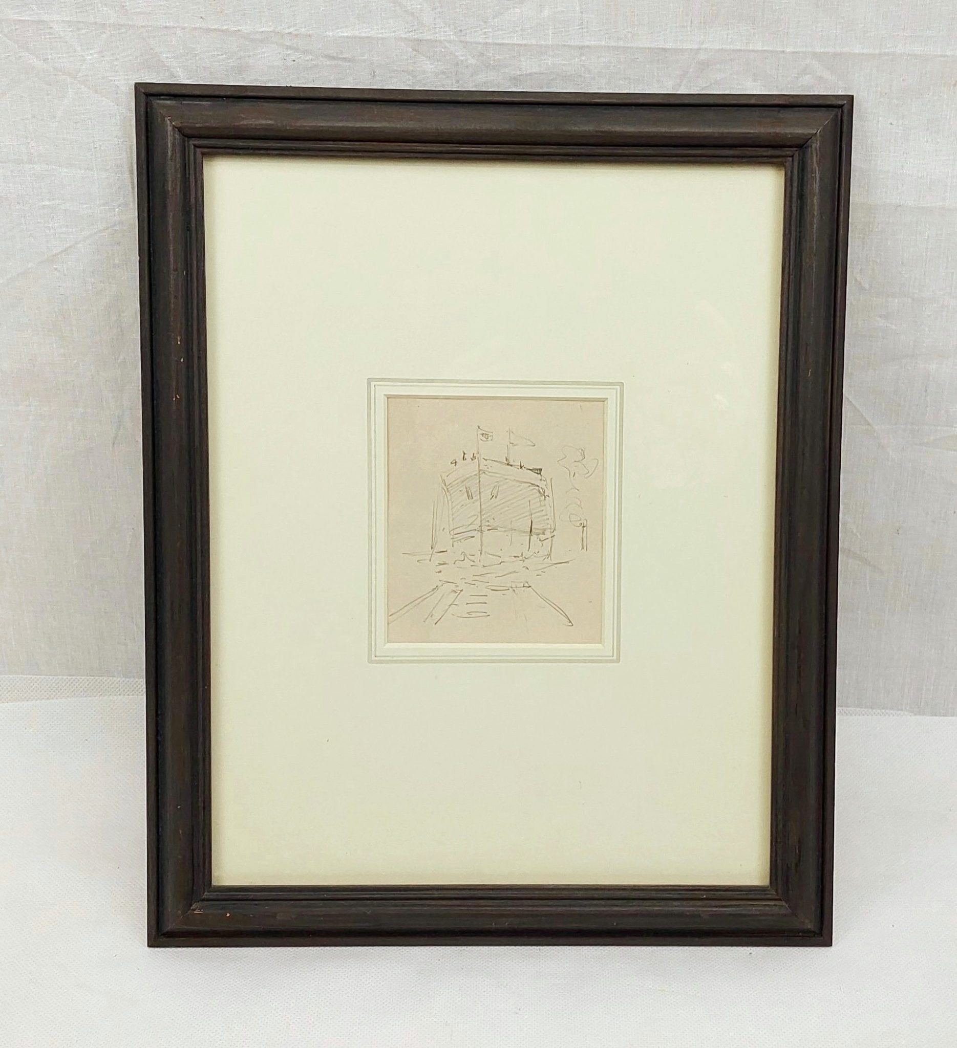 Framed Pencil Drawing Of A Titan - W. L. Wyllie - Gibraltar Maritime ...